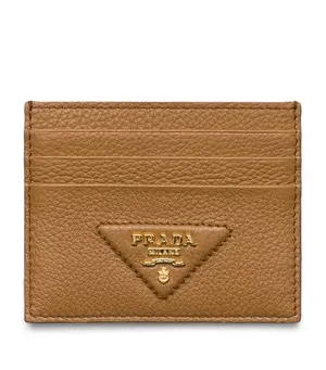Prada Leather Card Holder - Brown