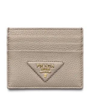 Prada Leather Card Holder Grey