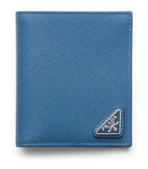 Prada Saffiano Leather Bifold Wallet Blue