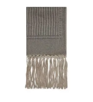 Brunello Cucinelli Fringed Chevron Beach Towel - Grey