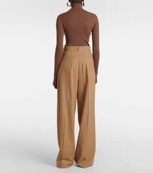 Sportmax Kiens12 Wide-leg Wool-blend Pants - Beige