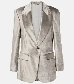 Brunello Cucinelli Cotton-blend Velvet Blazer - Grey