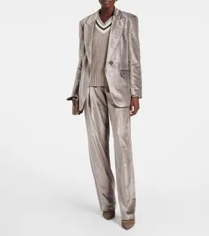 Brunello Cucinelli Cotton-blend Velvet Blazer - Grey