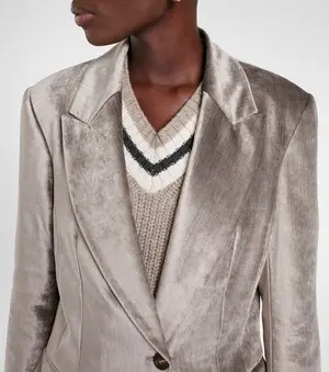 Brunello Cucinelli Cotton-blend Velvet Blazer - Grey