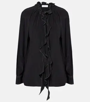 Victoria Beckham Ruffled Silk Blouse - Black