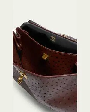 Balenciaga Rodeo Medium Ostrich-embossed Top-handle Bag - Chocolate