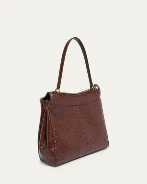 Balenciaga Rodeo Medium Ostrich-embossed Top-handle Bag - Chocolate