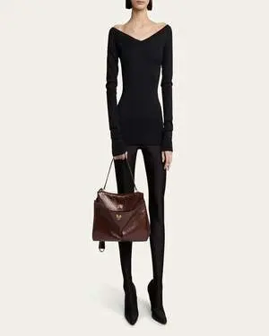 Balenciaga Rodeo Medium Ostrich-embossed Top-handle Bag - Chocolate