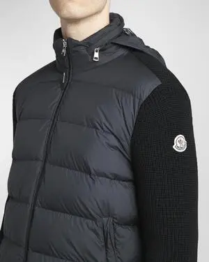 Moncler Wool Knit Padded Jacket - Black