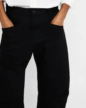 NILI LOTAN Shon Curved Denim Pants - Black