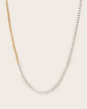 ALLSAINTS Two Tone Box Chain Necklace - Brass