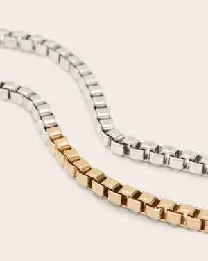 ALLSAINTS Box Chain Two-tone Necklace - Warm Brass