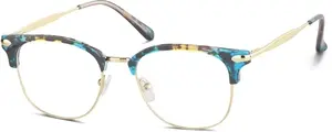 Zenni Artsy Browline Eyeglasses - Green Tortoiseshell