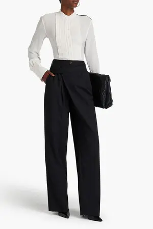 PETER DO Pintucked Silk Crepe De Chine Shirt