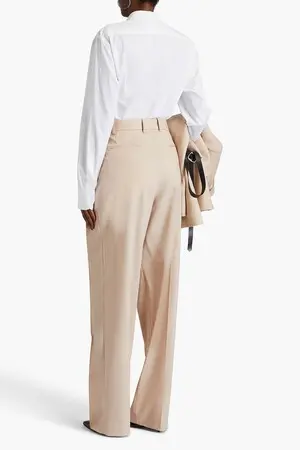 PETER DO Pleated Wool-blend Twill Pants - Beige
