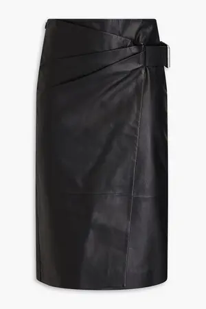 Acne Studios Pleated Leather Wrap Skirt