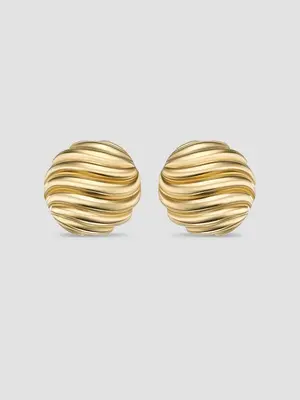 David Yurman Sculpted Cable Stud Earrings In 18k Yellow 14mm - Gold