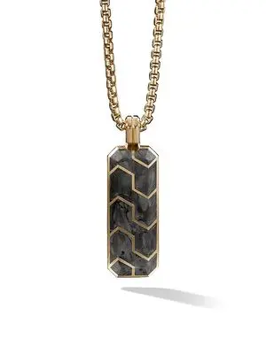 David Yurman Ingot Tag In 18k Yellow Gold - Forged Carbon