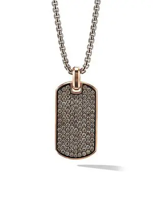 David Yurman Chevron Pavé Tag In 18k - Rose Gold