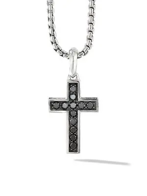 David Yurman Streamline Cross Pendant In Sterling Silver - Black Diamond