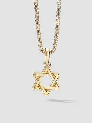 David Yurman Deco Star Of David Pendant In 18k Yellow 24mm - Gold