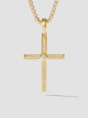 David Yurman Modern Renaissance Cross Pendant In 18k Yellow Gold - Diamond