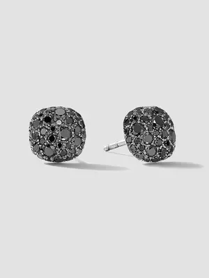 David Yurman Cushion Stud Earrings In 18k White Gold - Black Diamond
