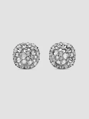 David Yurman Cushion Stud Earrings In 18k White Gold - Diamond