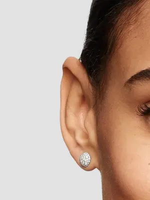 David Yurman Cushion Stud Earrings In 18k White Gold - Diamond