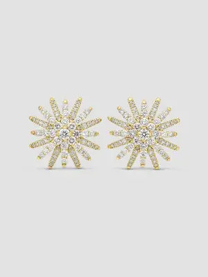 David Yurman Starburst Stud Earrings In 18k Yellow Gold With Diamonds, 19mm - Diamond