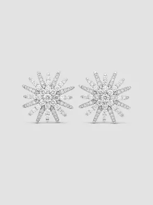 David Yurman Starburst Stud Earrings In 18k White Gold With Diamonds, 19mm - Diamond