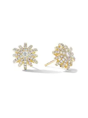 David Yurman Starburst Stud Earrings In 18k Yellow Gold With Diamonds, 11.7mm - Diamond
