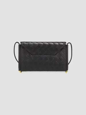 Bottega Veneta Intrecciato Leather Envelope Wallet-on-chain Bag - Black
