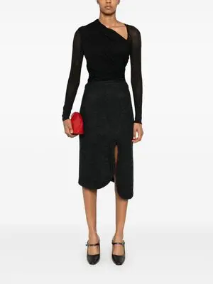 Victoria Beckham Padded-trim Midi Skirt - Grey