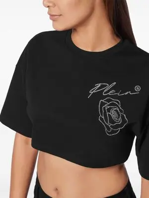 Philipp Plein Roses Crop Top - Black