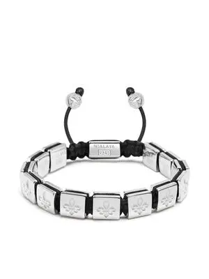 NIALAYA JEWELRY Engraved Beaded Bracelet - Silver