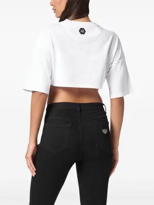 Philipp Plein Roses Cropped T-shirt - White