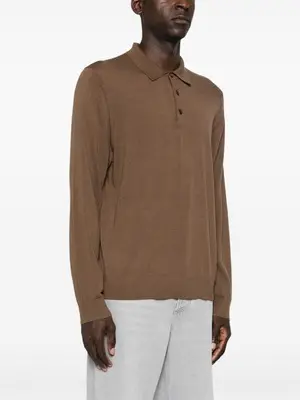 Vince Fine-knit Polo Shirt - Brown