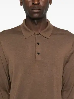 Vince Fine-knit Polo Shirt - Brown