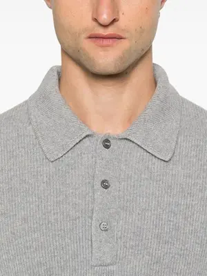 D4.0 Fine-ribbed Polo Shirt - Grey