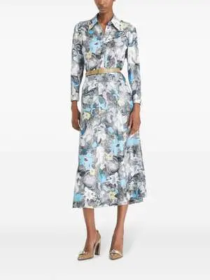 Tory Burch Floral-print Silk Shirt - Grey