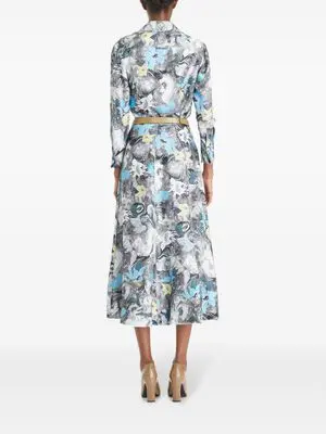 Tory Burch Floral-print Silk Shirt - Grey