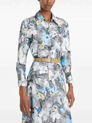 Tory Burch Floral-print Silk Shirt - Grey