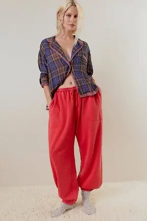 Free People Relaxed Fit Joggers - Silk Red