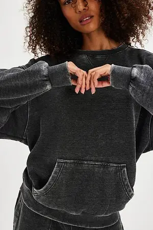 Free People Cotton Blend Pullover - Black
