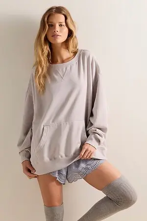 Free People Cotton Blend Pullover - Oyster