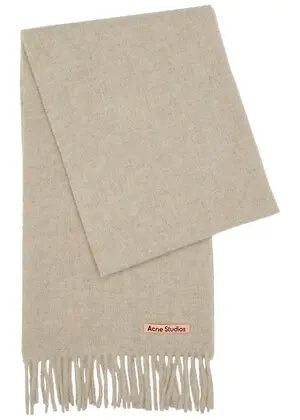 Acne Studios Canada Fringed Wool Scarf Beige