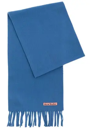 Acne Studios Canada Fringed Wool Scarf Blue