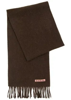 Acne Studios Canada Fringed Wool Scarf - Brown