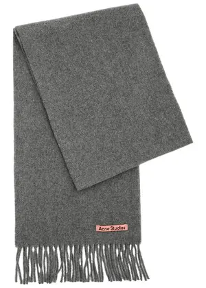 Acne Studios Canada Fringed Wool Scarf Grey